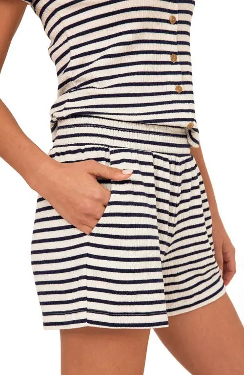 THREADS 4 THOUGHT Stripe Smocked Pull-on Shorts - Ecru/stargazer