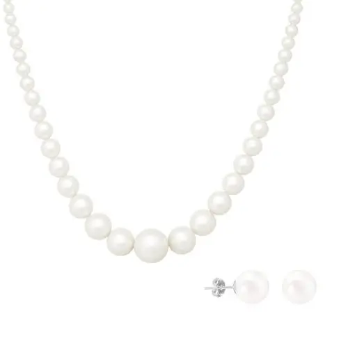 DONATELLO GIAN Shell Pearl Necklace And Stud Earrings Set - White