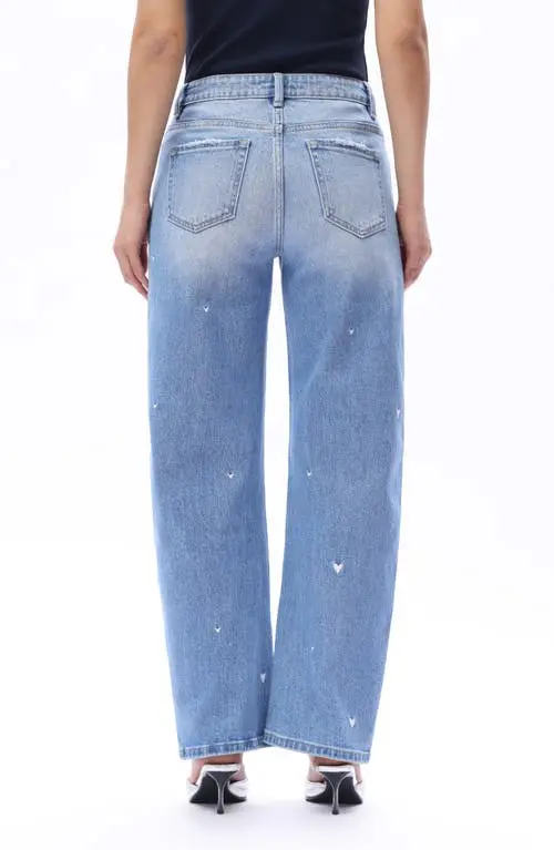 BAYEAS Flora Mid Rise Barrel Leg Jeans - Medium Blue