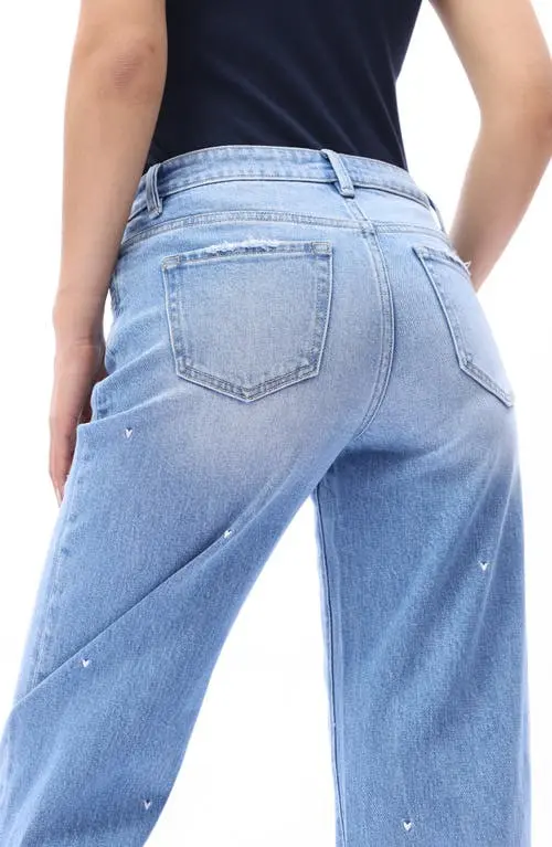 BAYEAS Flora Mid Rise Barrel Leg Jeans - Medium Blue