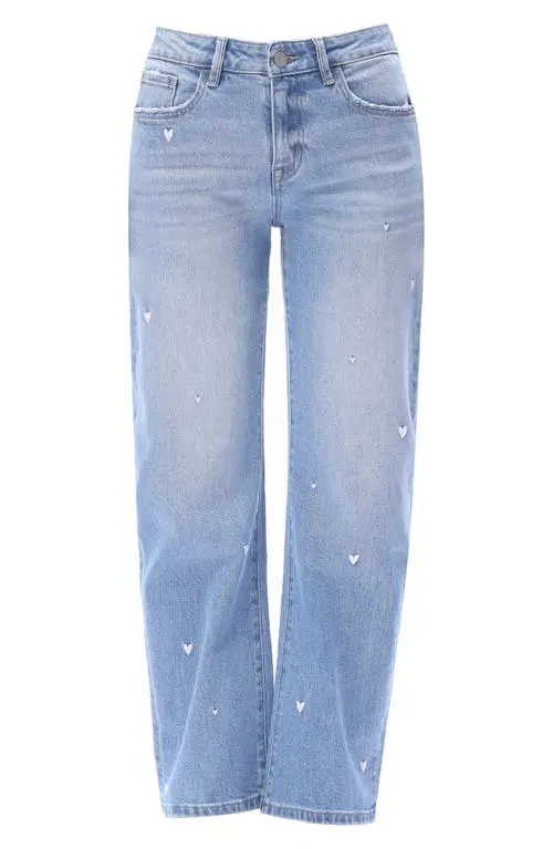 BAYEAS Flora Mid Rise Barrel Leg Jeans - Medium Blue