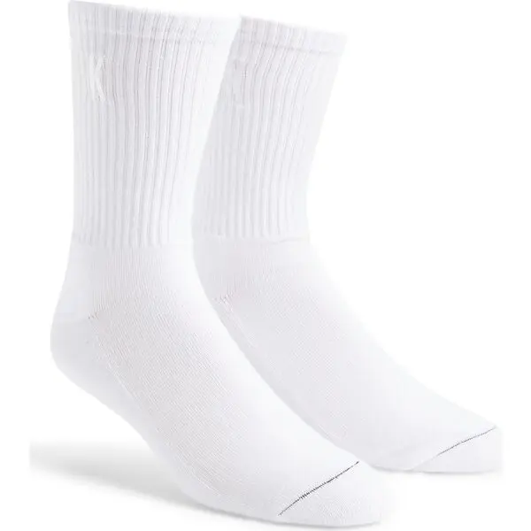 KROST Cotton Blend Ribbed Crew Socks 2 Pack - White
