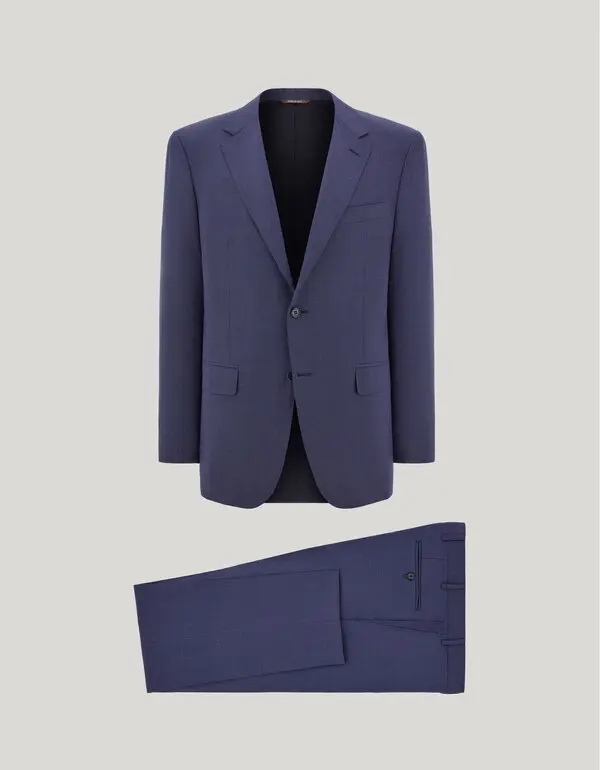 Canali Impeccabile Pure Wool Regular-fit Suit With Microstructure - Blue