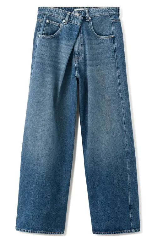 Mango Foldover Mid-rise Balloon Jeans - Medium Blue