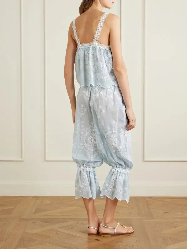 Miguelina Nell Embroidered Wide-leg Pants