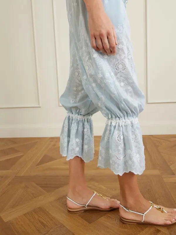 Miguelina Nell Embroidered Wide-leg Pants