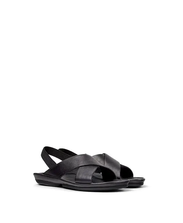 Camper Right Isla Leather X-strap Sandal - Black