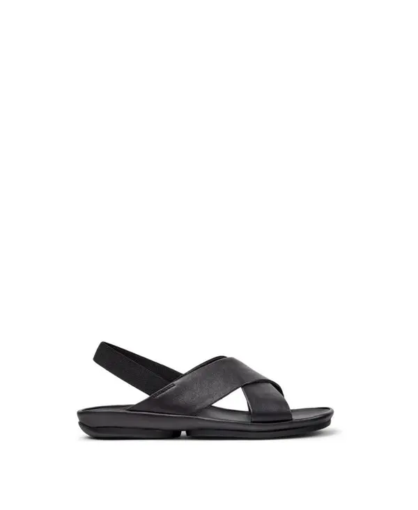 Camper Right Isla Leather X-strap Sandal - Black