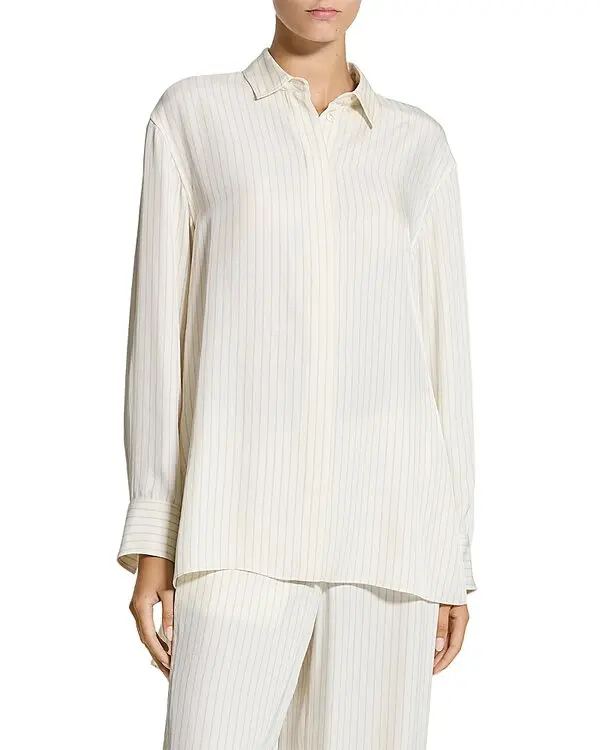 Theory High-low Flounce Shirt - Rice Multi