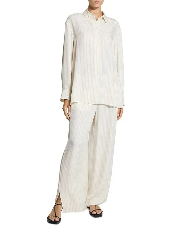 Theory High-low Flounce Shirt - Rice Multi
