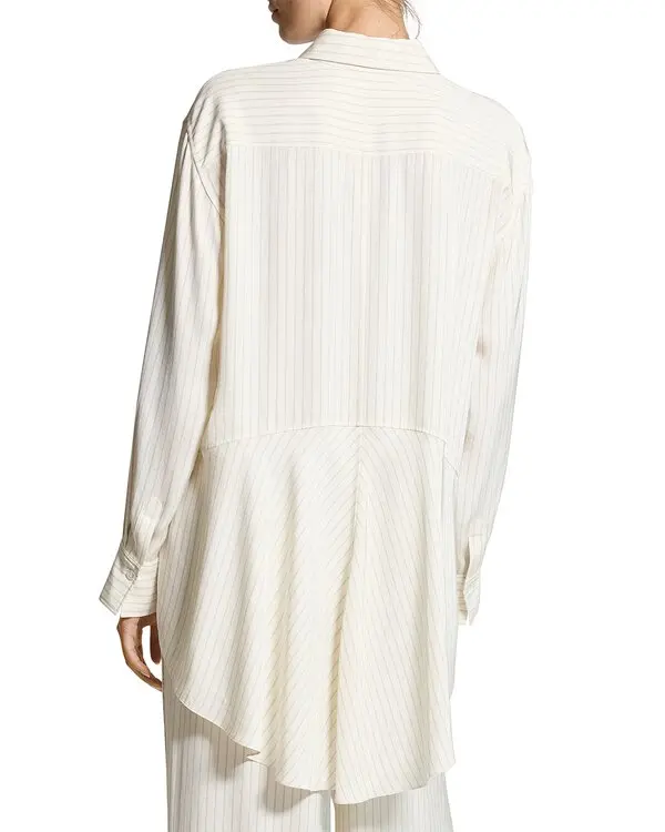 Theory High-low Flounce Shirt - Rice Multi