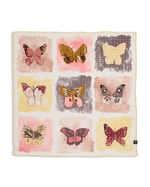 FRAAS Butterfly Print Silk Square Scarf - Pink Multi