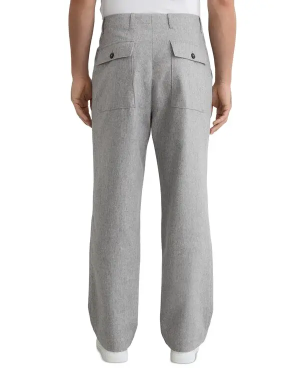 REISS Wide-leg Wool Trousers - Soft Grey