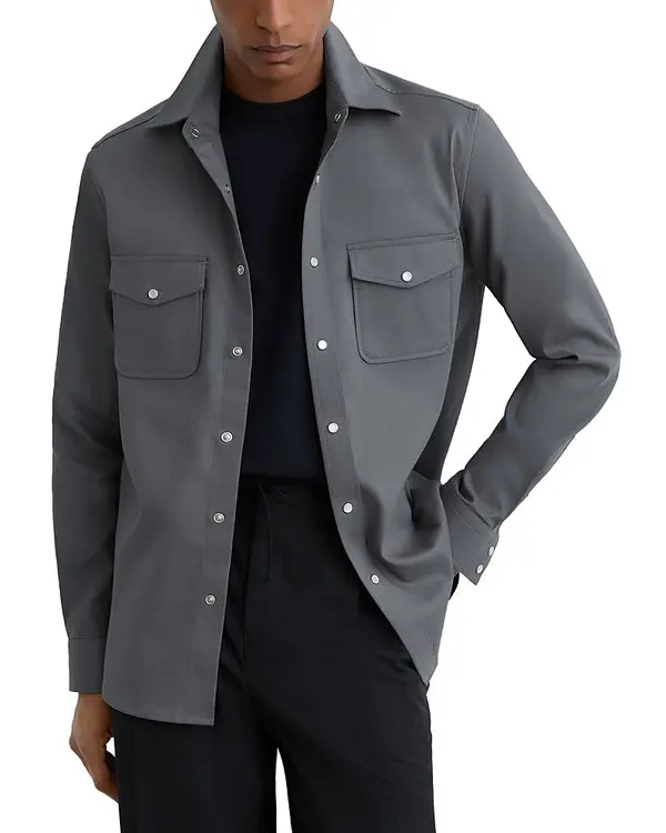 REISS Twill Pocket Overshirt - Airforce Blue