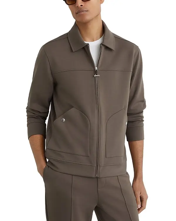 REISS Interlock Zip Through Sweatshirt - Light Brown