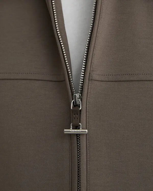 REISS Interlock Zip Through Sweatshirt - Light Brown