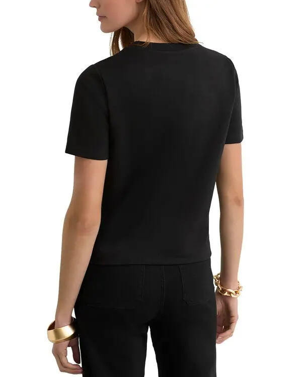 REISS Plain Ribbed Neck T-shirt - Black