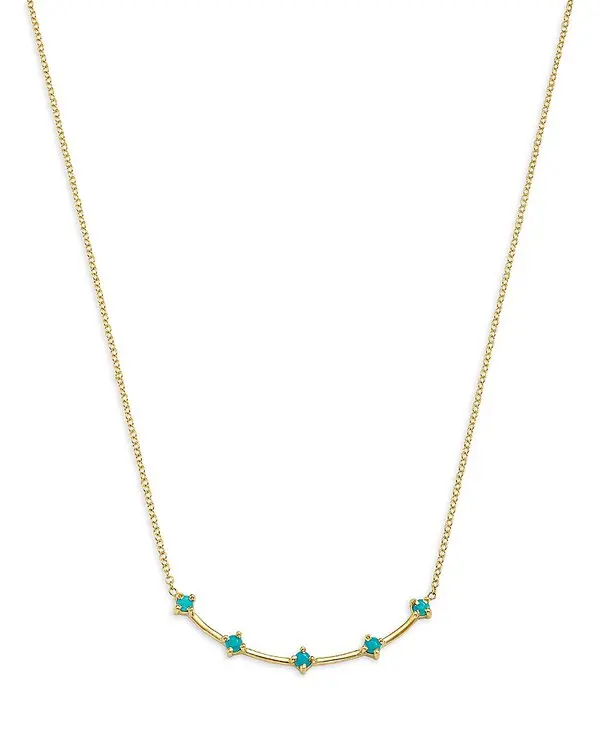 Zoe Chicco 14k Yellow Turquoise Gemstones Dash Bar Necklace - Gold
