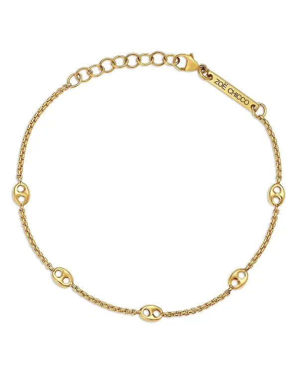 Zoe Chicco 14k Yellow Mariner & Box Link Chain Bracelet - Gold