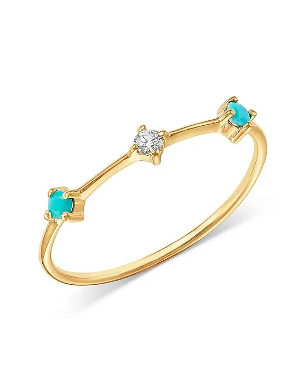 Zoe Chicco 14k Yellow Turquoise And Diamond Dash Ring - Gold