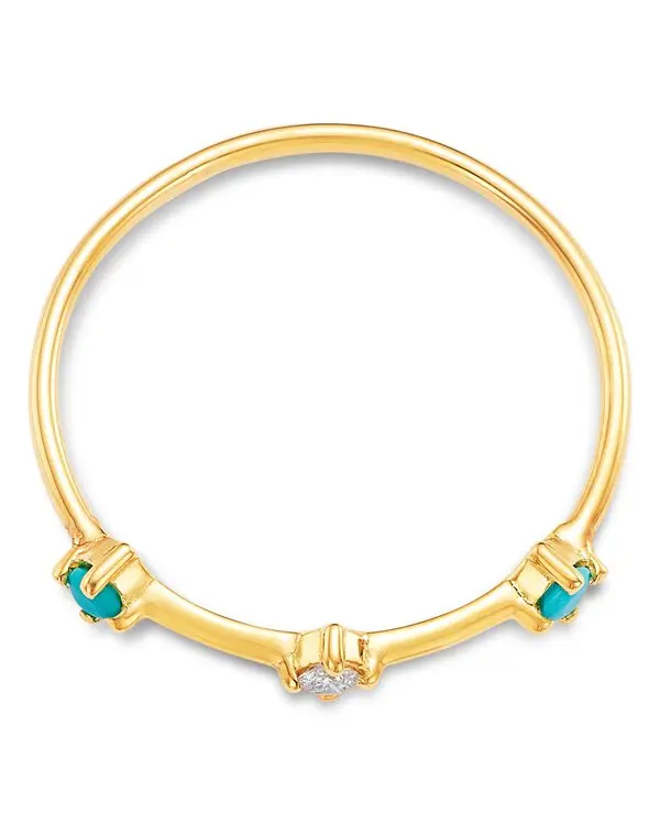Zoe Chicco 14k Yellow Turquoise And Diamond Dash Ring - Gold