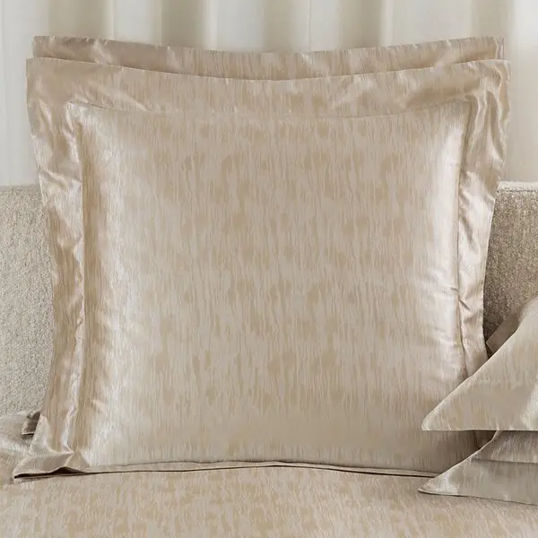 Frette Luxury Sway Jacquard Silk Euro Sham - Milk/golden Beige