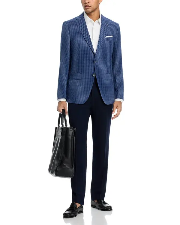 BOSS H-hutson Gingham Slim Fit Suit Jacket - Dark Blue