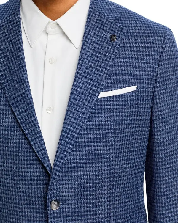 BOSS H-hutson Gingham Slim Fit Suit Jacket - Dark Blue