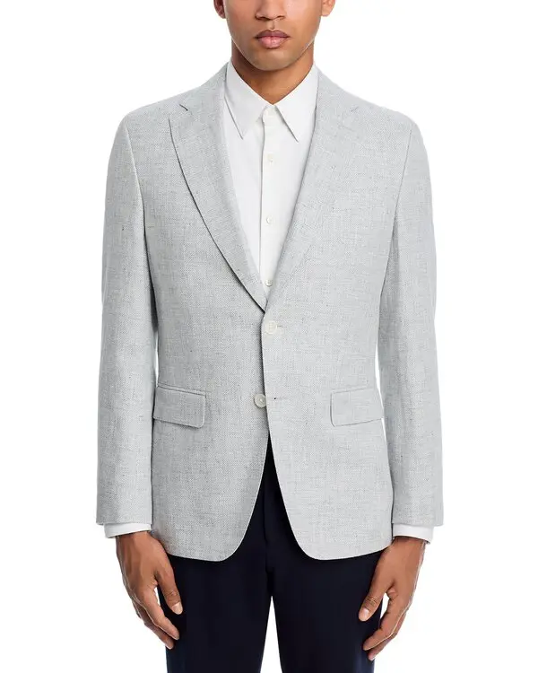 BOSS Textured Regular Fit Hutson Suit Jacket - Open Gray