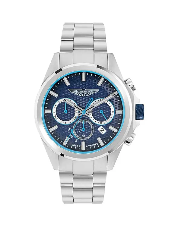 ASTON MARTIN 44mm Solar Chronograph - Stainless Steel