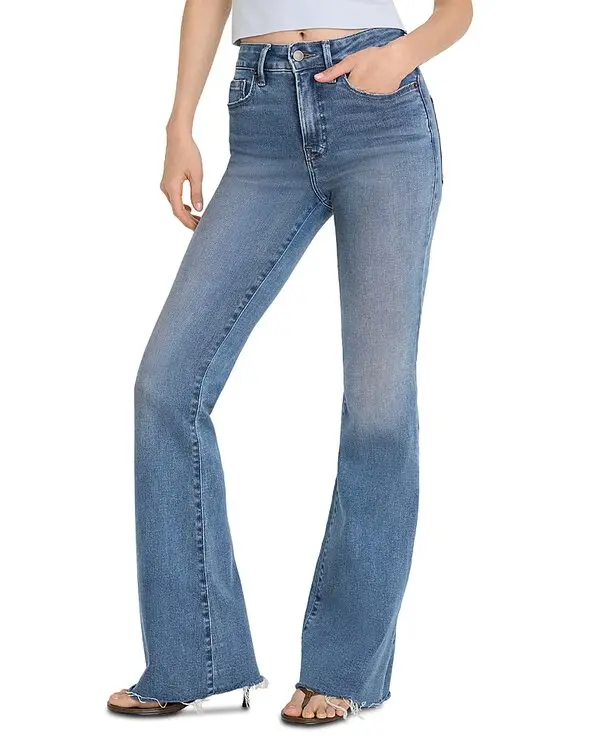 Good American Good Legs Soft Touch Mid Rise Flare Jeans - Indigo