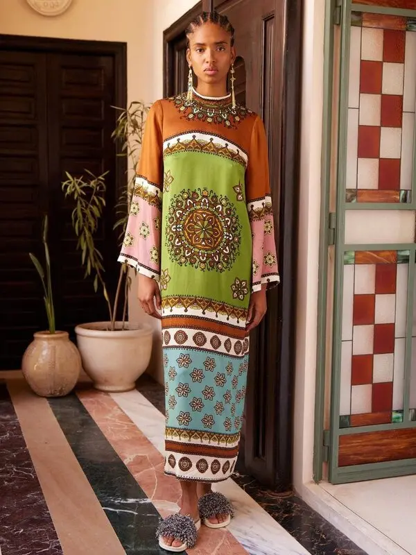 ALEMAIS Contina Silk Midi Dress - Multicolour