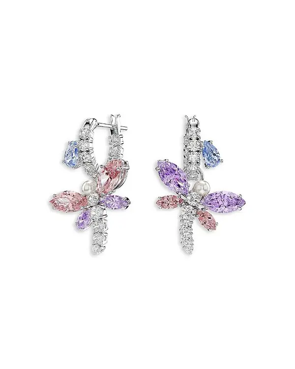 SWAROVSKI Dragonfly Charm Hoop Earrings - Multicolored
