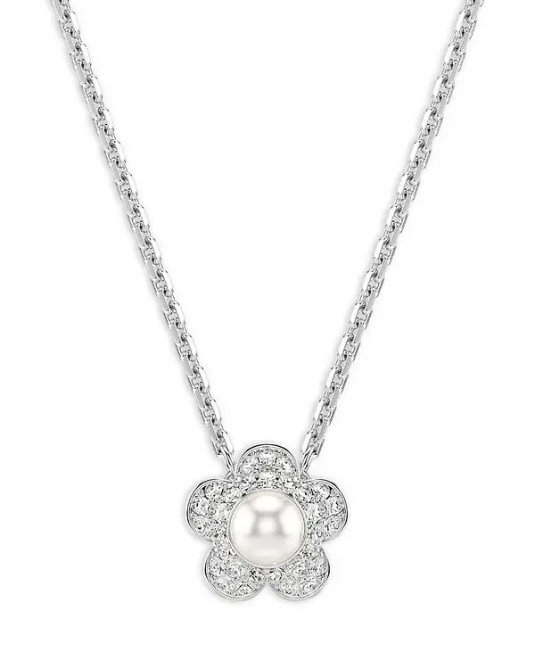 SWAROVSKI Ariana Grande X Crystal & Imitation Pearl Flower Pendant Necklace - White