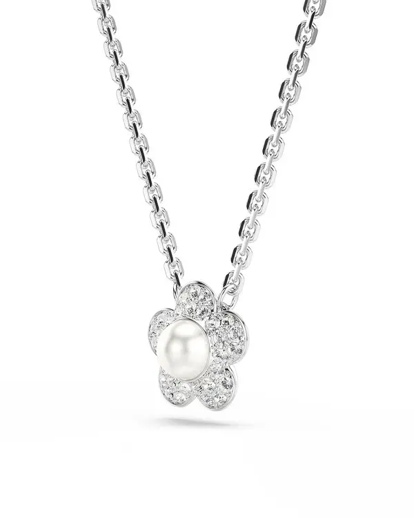 SWAROVSKI Ariana Grande X Crystal & Imitation Pearl Flower Pendant Necklace - White