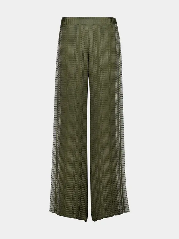 Zeus+dione Jacquard Silk Wide-leg Trousers - Green