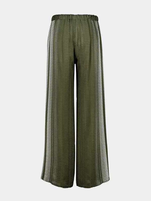 Zeus+dione Jacquard Silk Wide-leg Trousers - Green