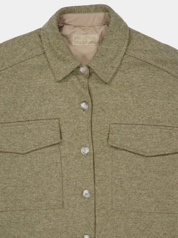 120% Lino Wool-cashmere Buttoned Overshirt