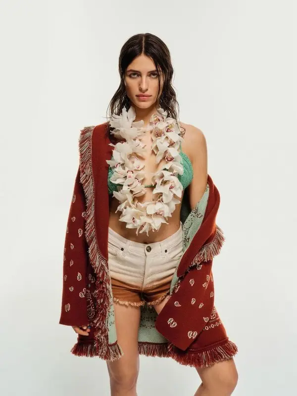 Alanui Bandana Jacquard Cashmere Cardigan - Red