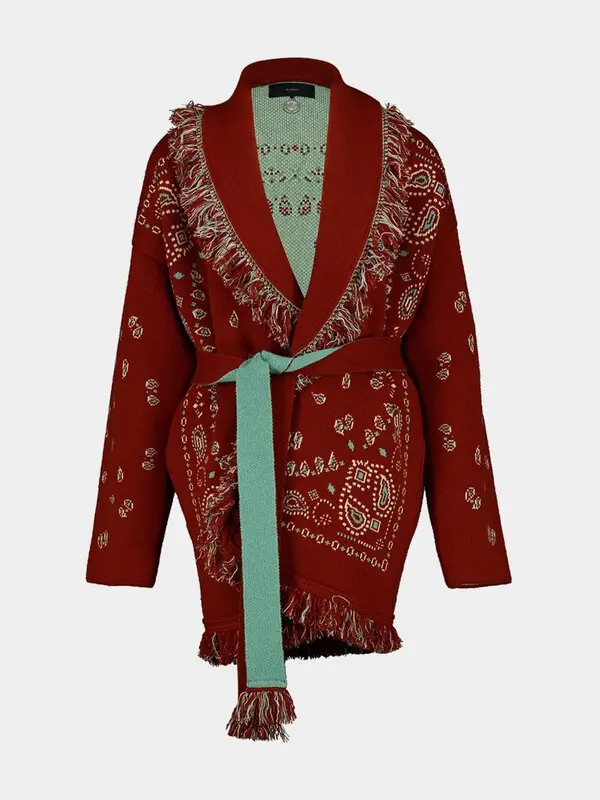Alanui Bandana Jacquard Cashmere Cardigan - Red