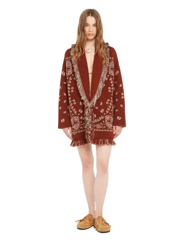 Alanui Bandana Jacquard Cashmere Cardigan - Red