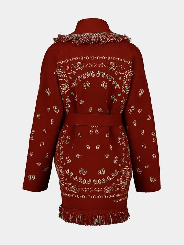 Alanui Bandana Jacquard Cashmere Cardigan - Red