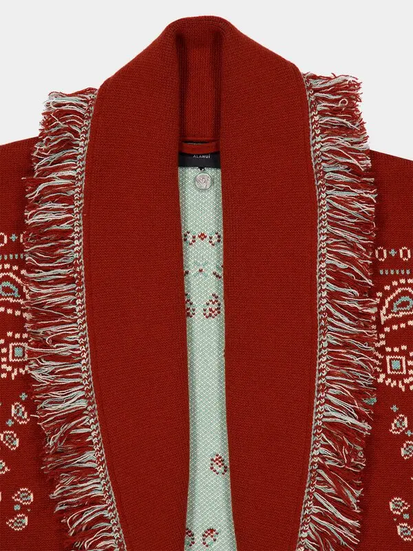 Alanui Bandana Jacquard Cashmere Cardigan - Red