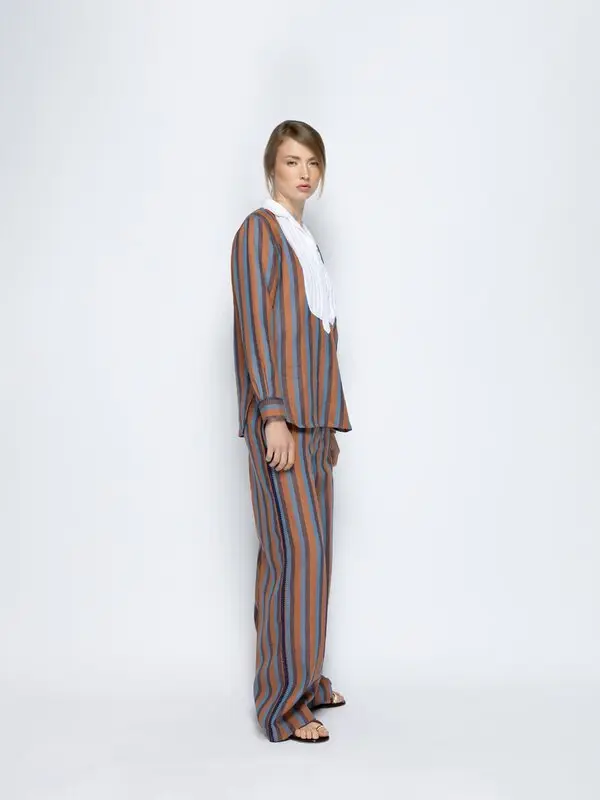 PAULA Dora Striped Linen Pants - Multicolour