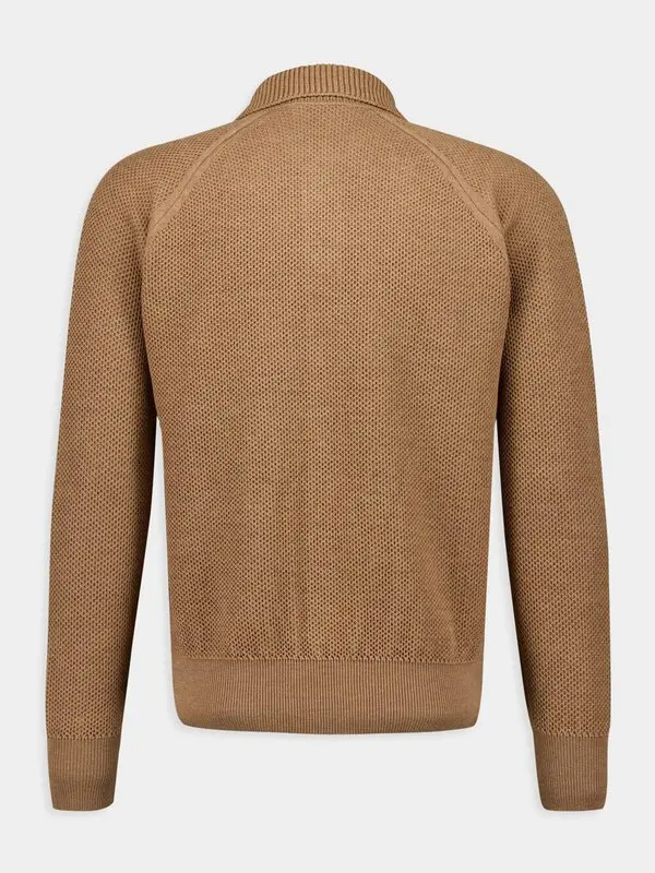 PIACENZA CASHMERE 1733 Camel Virgin Wool Button-up Overshirt - Brown