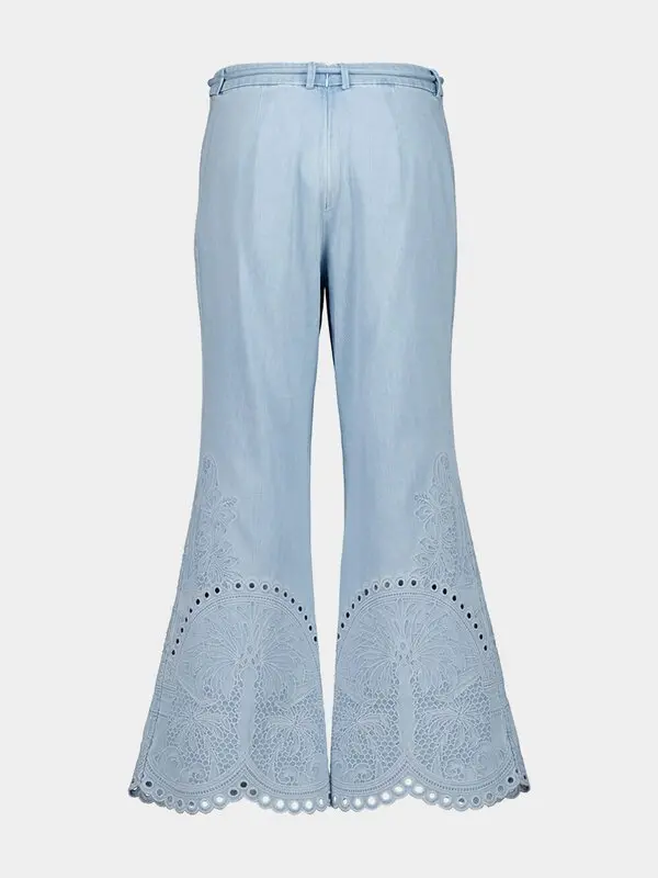 Zimmermann Cropped Cotton Flared Trousers