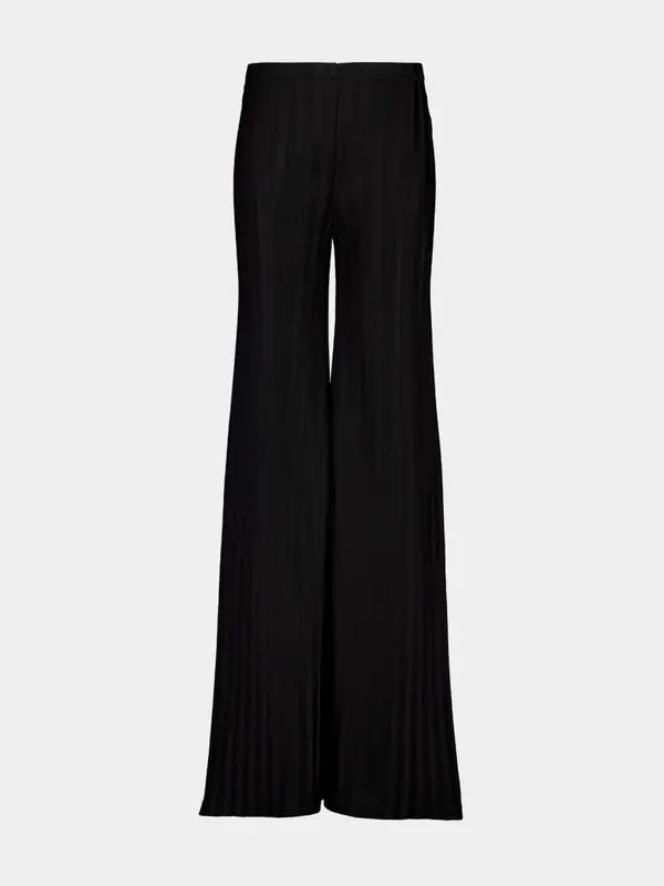 TOM FORD Flared Knit Trousers In Herringbone Viscose - Black