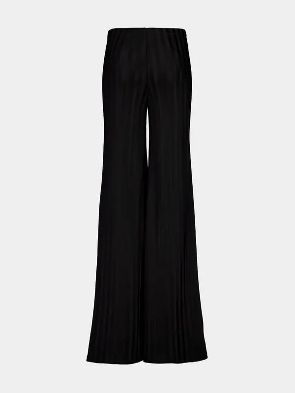 TOM FORD Flared Knit Trousers In Herringbone Viscose - Black