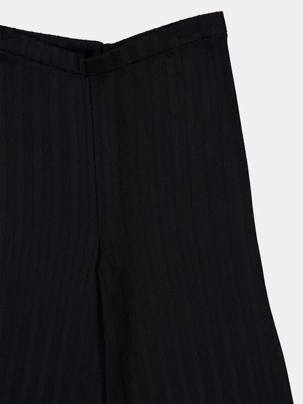 TOM FORD Flared Knit Trousers In Herringbone Viscose - Black