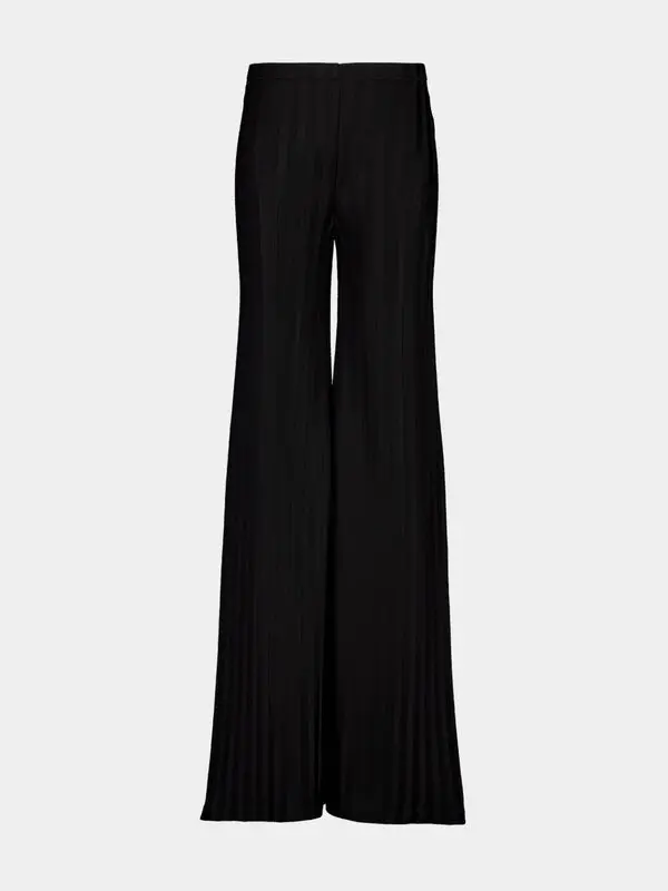 TOM FORD Flared Knit Trousers In Herringbone Viscose - Black